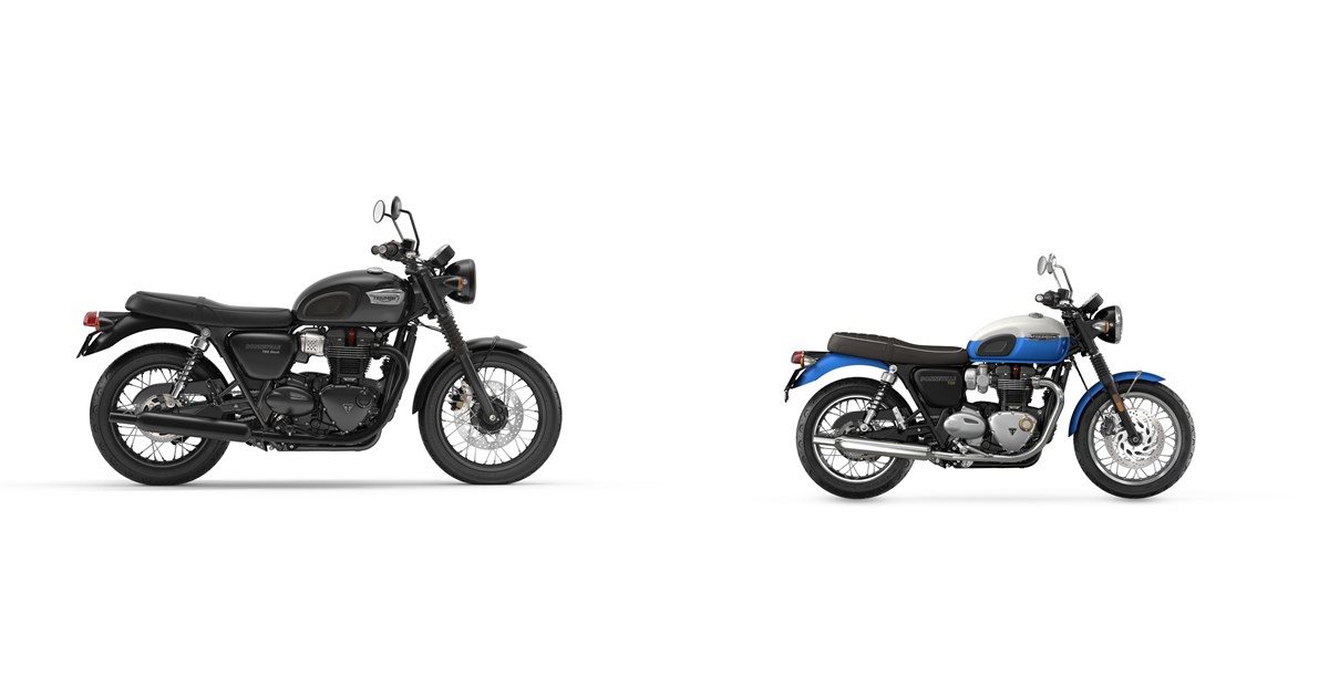 Comparaison des motos Triumph Bonneville T100 Black 2018 VS. Triumph Bonneville T120 2023