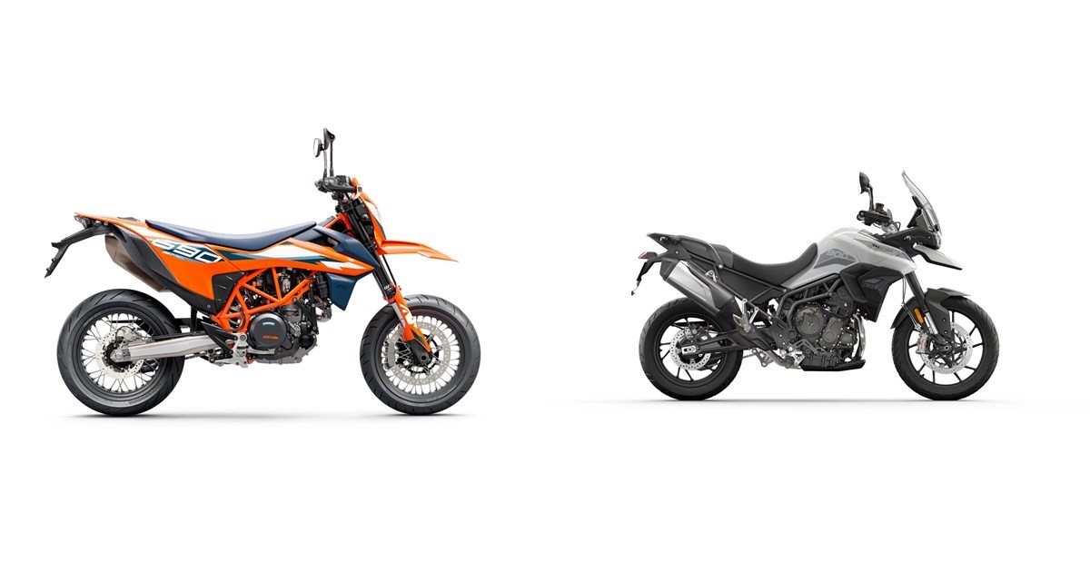 Motorrad Vergleich KTM 690 SMC R 2023 vs. Triumph Tiger 900 GT 2021