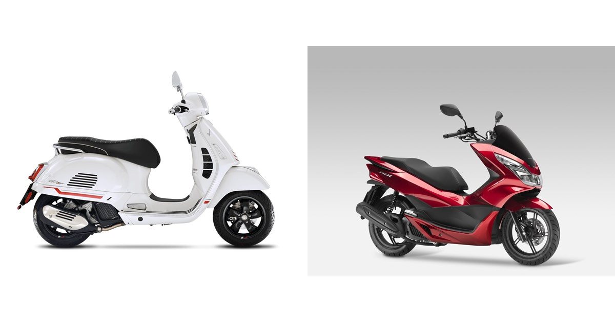 Motorrad Vergleich Vespa GTS 125 Super Sport 2022 vs. Honda PCX125 2018