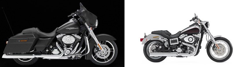Motorrad Vergleich Harley-Davidson Street Glide FLHX 2012 vs. Harley-Davidson Dyna Low Rider ...