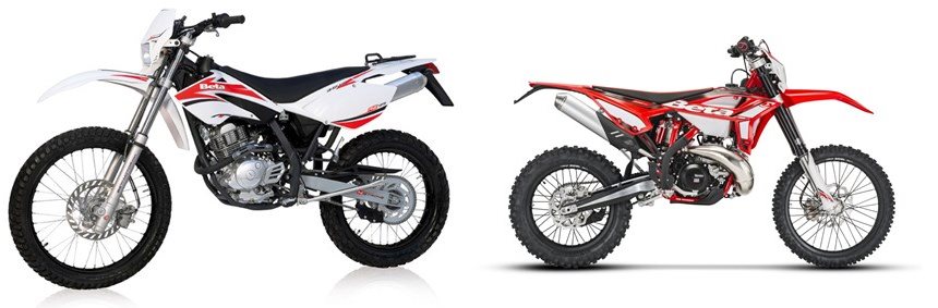 Motorrad Vergleich Beta RE 125 4T 2009 vs. Beta RR 300 2T 2021