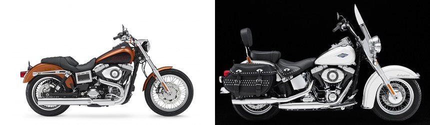 Motorrad Vergleich Harley-Davidson Dyna Low Rider FXDL 2014 vs. Harley-Davidson Softail Heritage ...