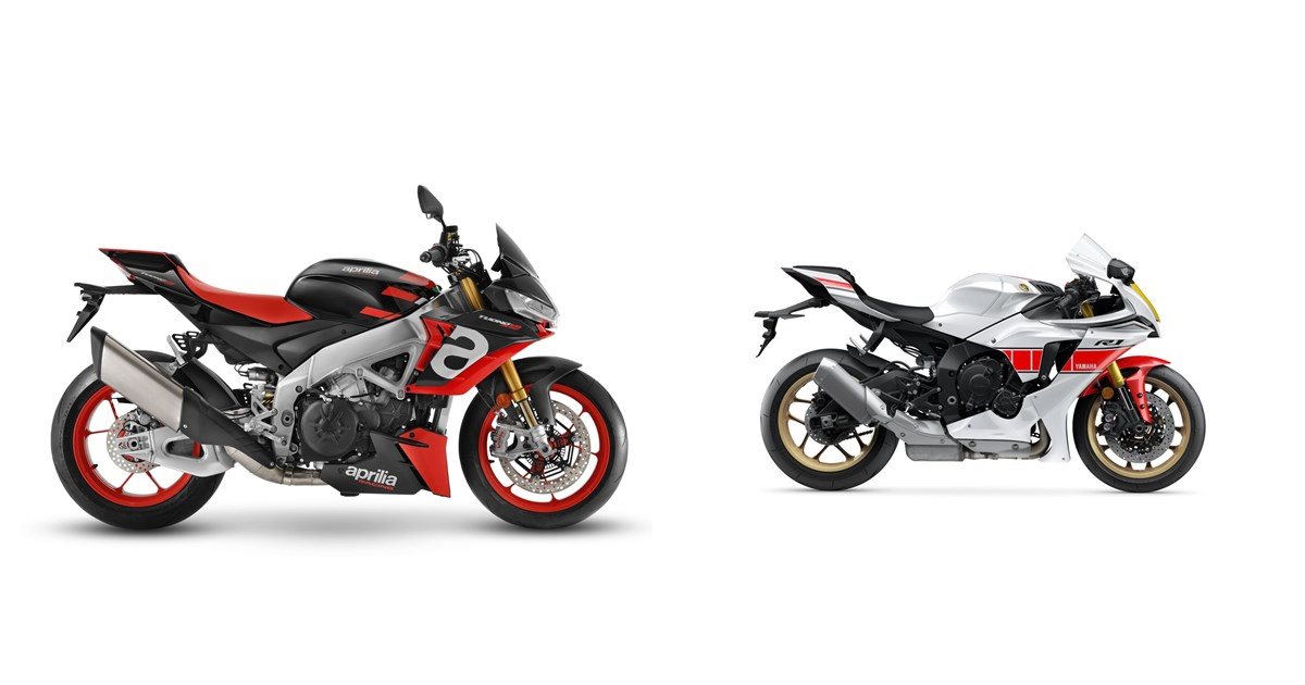 Motorrad Vergleich Aprilia Tuono V4 1100 Factory 2021 vs. Yamaha R1 ...