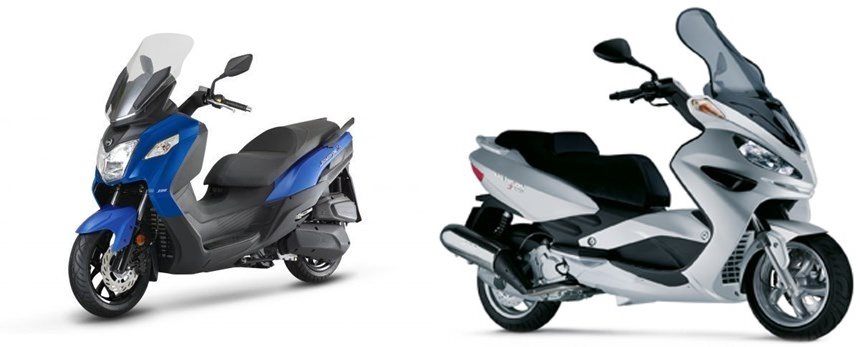 Motorrad Vergleich Sym Joymax Z+ 300i 2022 vs. Malaguti Madison 400 2005