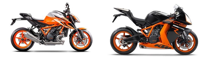 Motorrad Vergleich KTM 1290 Super Duke R 2023 vs. KTM 1190 RC8 R 2011