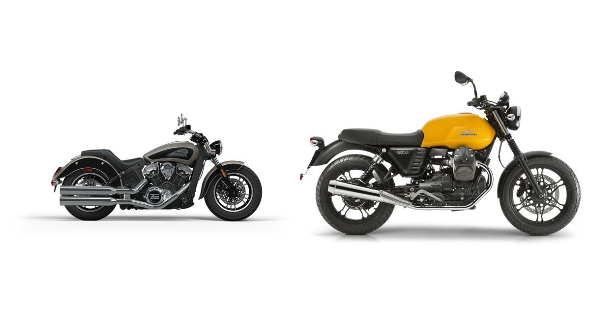 Motorrad Vergleich Indian Scout 2022 vs. Moto Guzzi V7 II Stone 2015