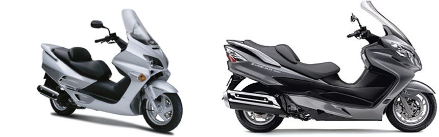 Motorrad Vergleich Honda NSS 250 Jazz 2005 vs. Suzuki Burgman 400 2012