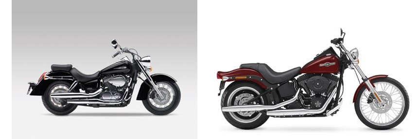 Motorrad Vergleich Honda VT 750 Shadow 2014 vs. Harley-Davidson Softail ...