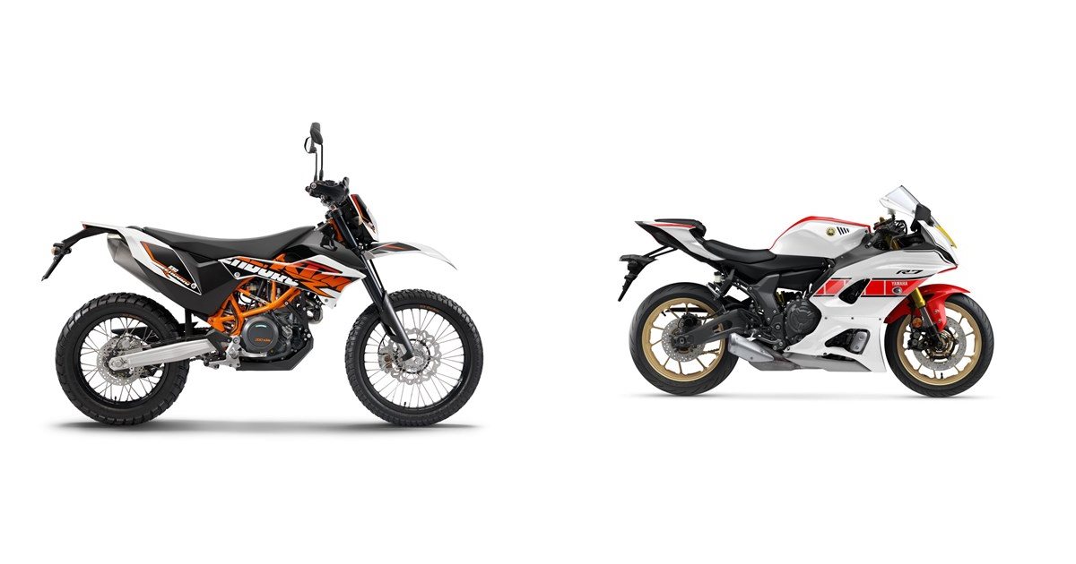 Comparaison des motos KTM 690 Enduro R 2015 VS. Yamaha R7 World GP 60th ...