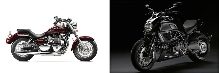 Motorrad Vergleich Triumph America 2014 vs. Ducati Diavel 1200 2011