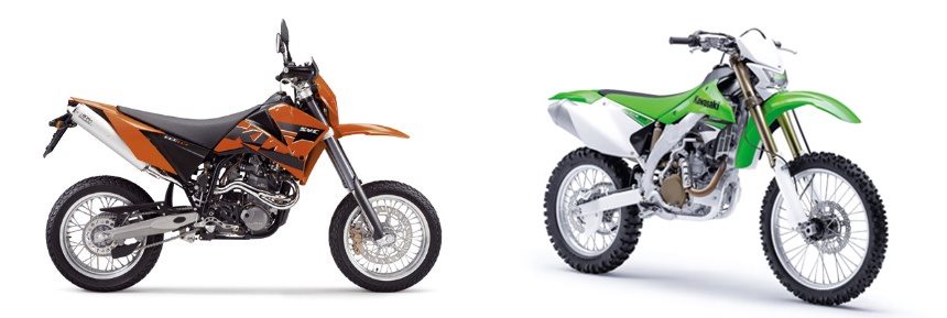 Motorrad Vergleich KTM 660 SMC 2005 vs. Kawasaki KLX 450 R 2009