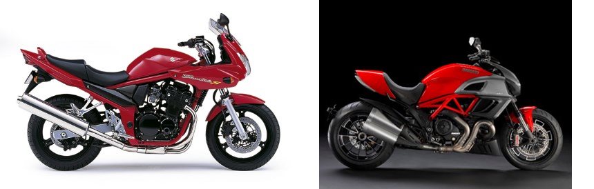 Motorrad Vergleich Suzuki Bandit 600S 2005 vs. Ducati Diavel 1200 2012