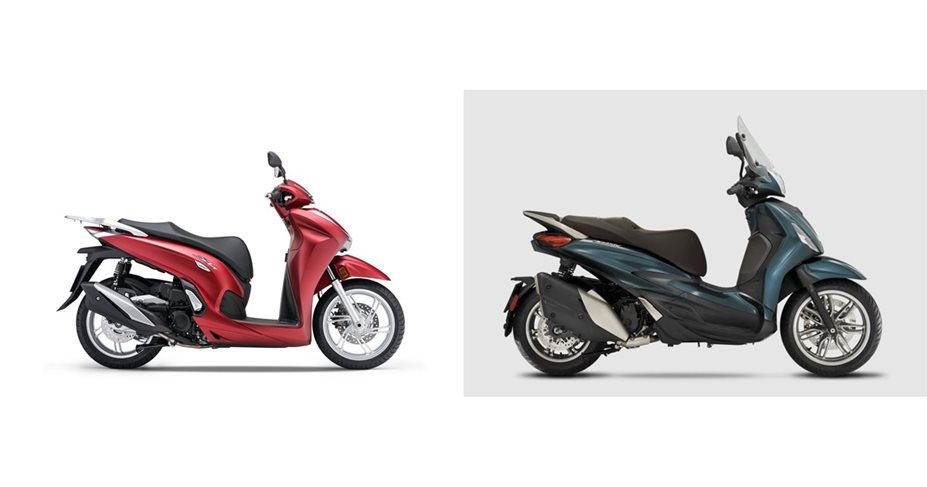 Motorrad Vergleich Honda SH350i 2021 vs. Piaggio Beverly 400 2023