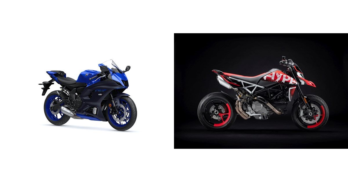Motorrad Vergleich Yamaha R7 2023 vs. Ducati Hypermotard 950 RVE 2022