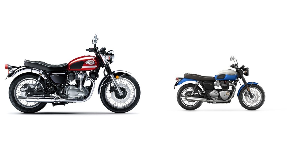 Motorrad Vergleich Kawasaki W800 2022 vs. Triumph Bonneville T120 2023