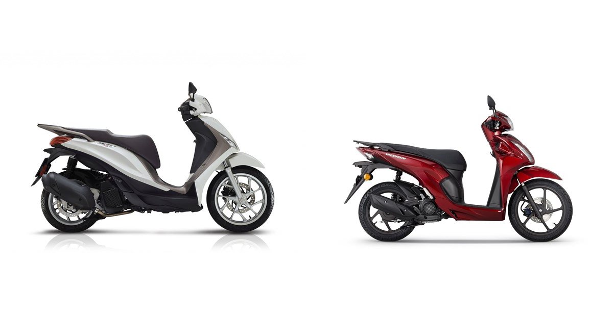 Motorrad Vergleich Piaggio Medley 125 ie IGET 2020 vs. Honda NSC Vision 110 2022
