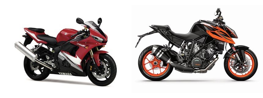 Motorrad Vergleich Yamaha YZF-R6 2006 vs. KTM 1290 Super Duke R 2019