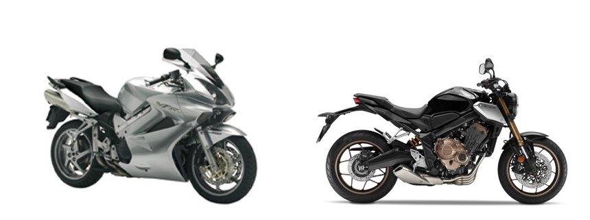 Motorrad Vergleich Honda VFR 800 F 2006 vs. Honda CB650R 2019