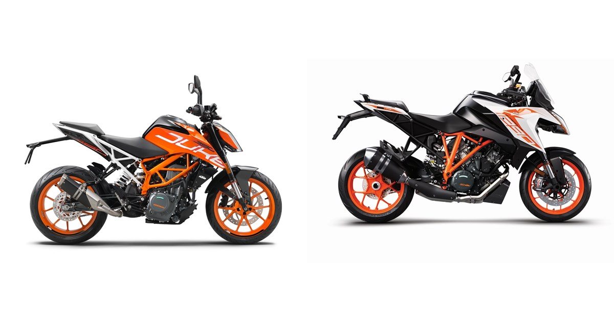 Motorrad Vergleich KTM 390 Duke 2020 vs. KTM 1290 Super Duke GT 2019