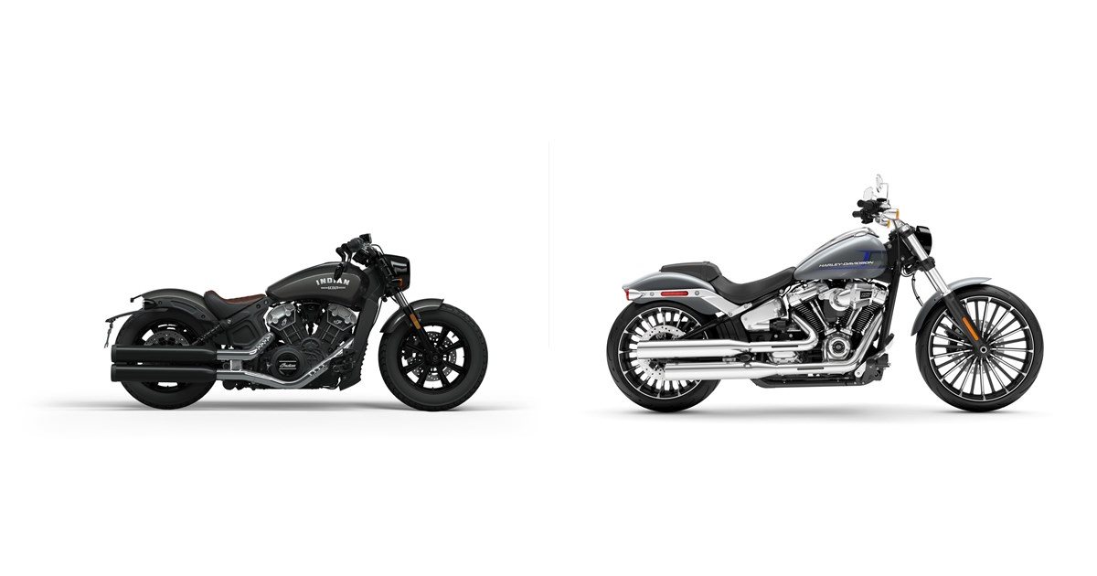 Comparaison des motos Indian Scout Bobber 1131 2022 VS. Harley-Davidson Softail Breakout 117 2023