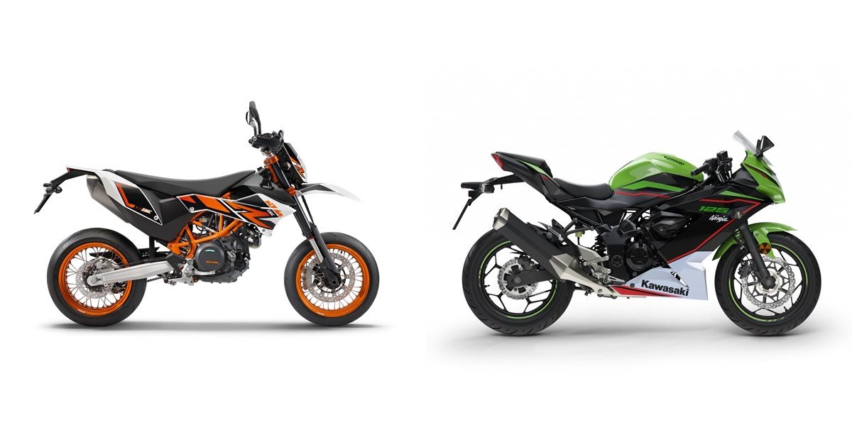 Motorrad Vergleich KTM 690 SMC R 2017 vs. Kawasaki Ninja 125 2022