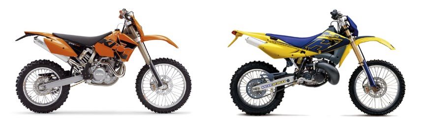 Motorrad Vergleich KTM 250 EXC Racing 2005 vs. Husqvarna WR 250 2005