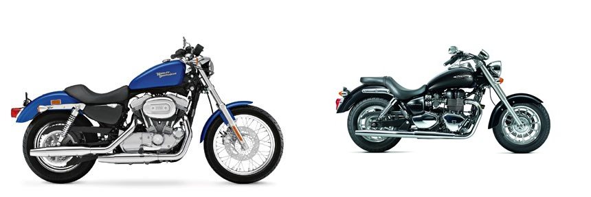Motorrad Vergleich Harley-Davidson Sportster XL 883 2009 vs. Triumph ...