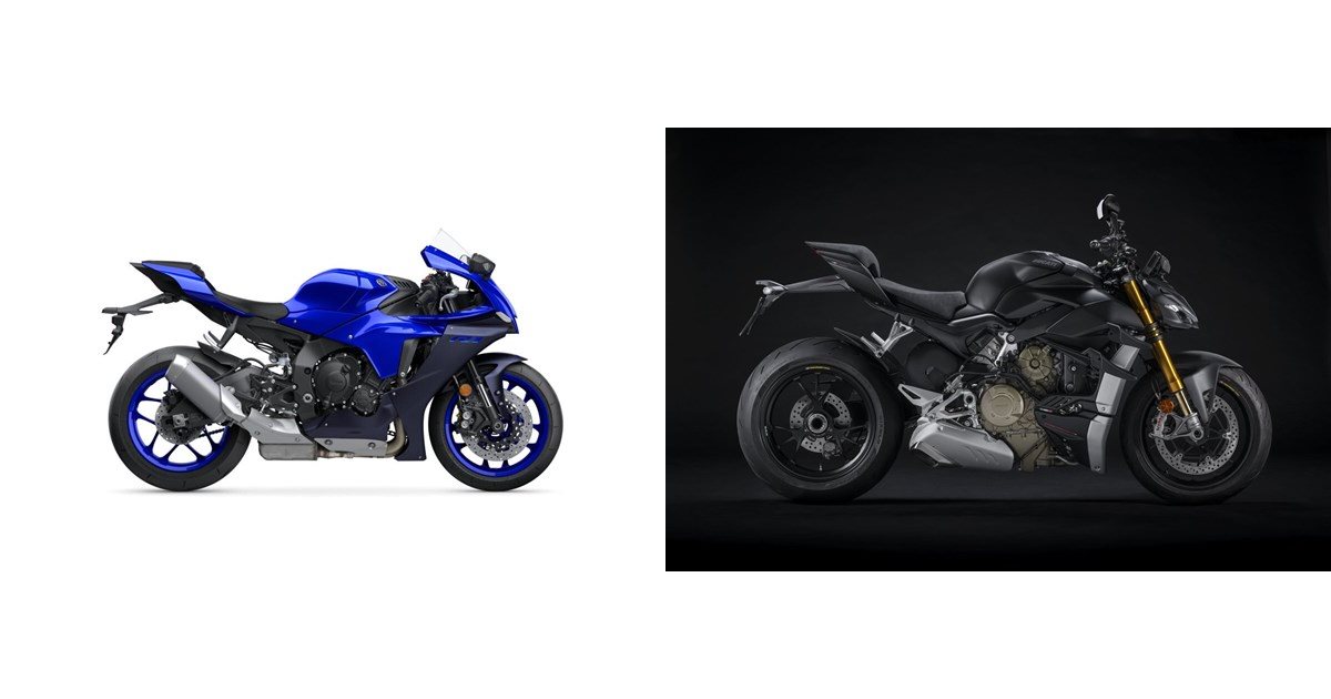 Motorrad Vergleich Yamaha R1 2022 vs. Ducati Streetfighter V4 S 2021