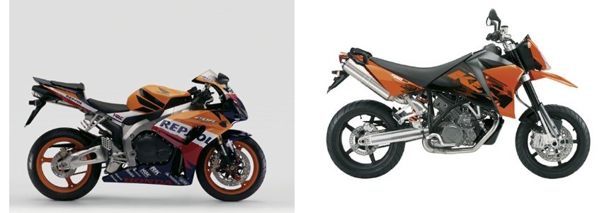 Motorrad Vergleich Honda CBR1000RR Fireblade 2007 vs. KTM 950 Supermoto ...