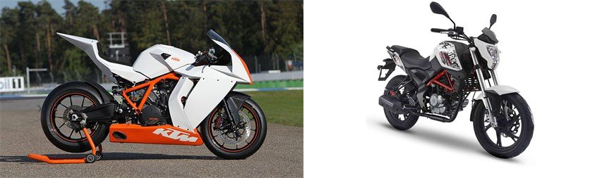 Motorrad Vergleich KTM 1190 RC8 R Track 2011 vs. KSR Moto GRS 125 2021