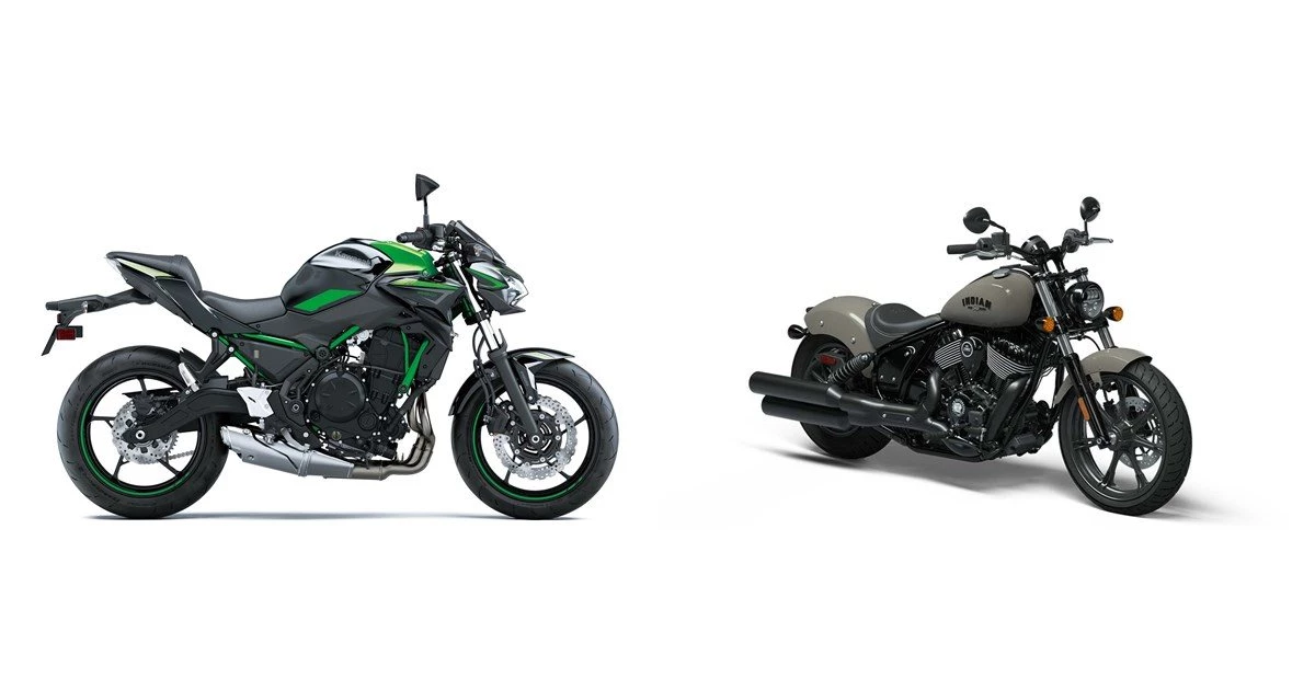 Motorrad Vergleich Kawasaki Z650 2022 vs. Indian Chief Dark Horse 2023
