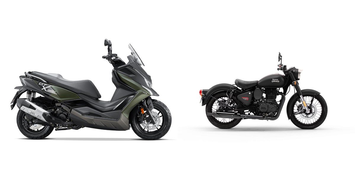 Motorrad Vergleich Kymco DT X360 350i ABS 2022 vs. Royal Enfield ...