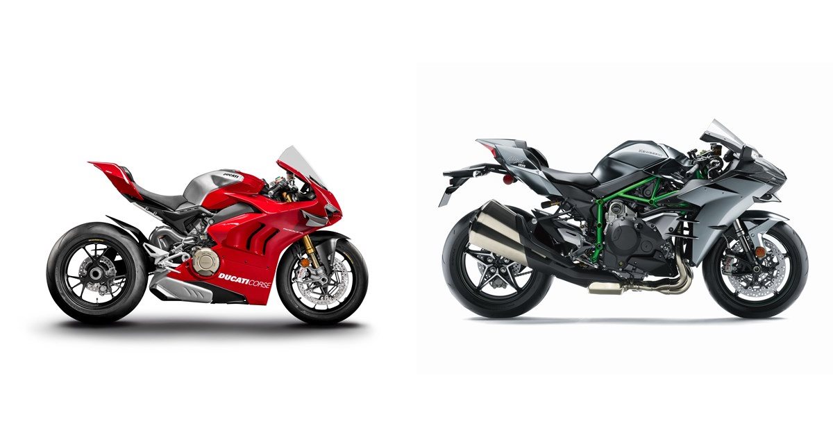 Motorrad Vergleich Ducati Panigale V4 R 2019 vs. Kawasaki Ninja H2 ...