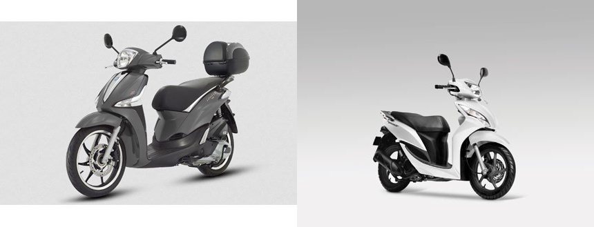 Motorrad Vergleich Piaggio New Liberty S 125ie ABS 2016 vs. Honda NSC ...