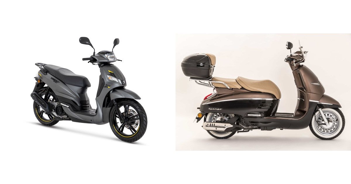 Motorrad Vergleich Peugeot Tweet 50 2021 vs. Peugeot Django 50 4T ...