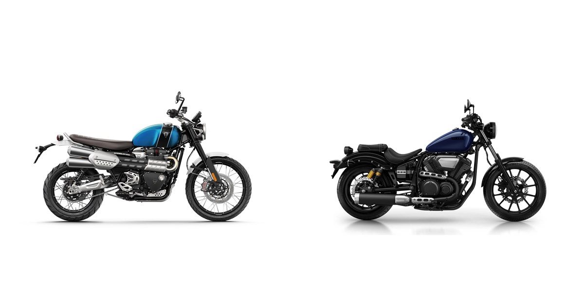 Motorrad Vergleich Triumph Scrambler 1200 XC 2021 vs. Yamaha XV 950 R 2017