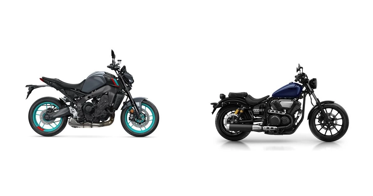 Motorrad Vergleich Yamaha MT-09 2023 vs. Yamaha XV 950 R 2017