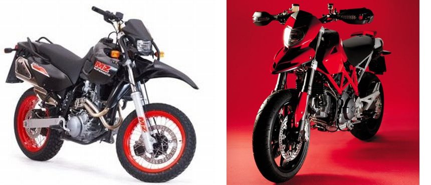 Motorrad Vergleich MZ 660 Supermoto 2009 vs. Ducati Hypermotard 1100 2009