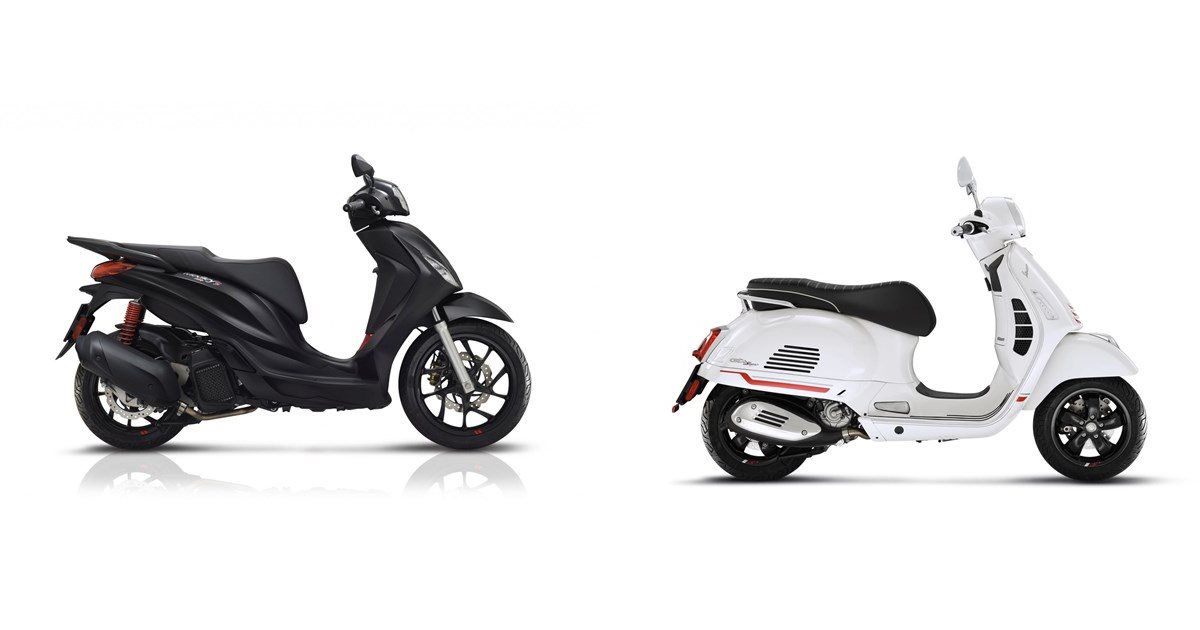 Motorrad Vergleich Piaggio Medley S 125 ie IGET 2020 vs. Vespa GTS 300 Super Sport 2022