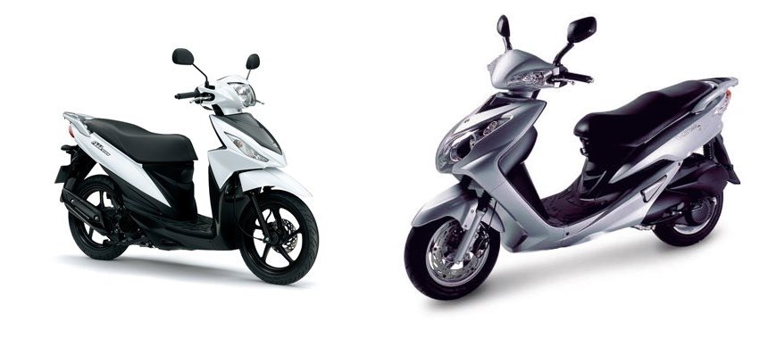 Motorrad Vergleich Suzuki Address 110 2020 vs. Sym VS 125 2009