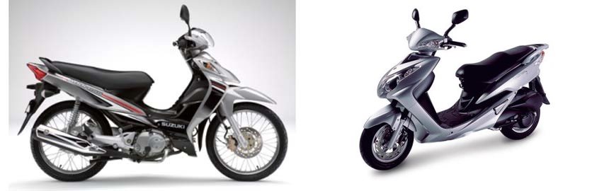 Motorrad Vergleich Suzuki Address 125 2009 vs. Sym VS 125 2009