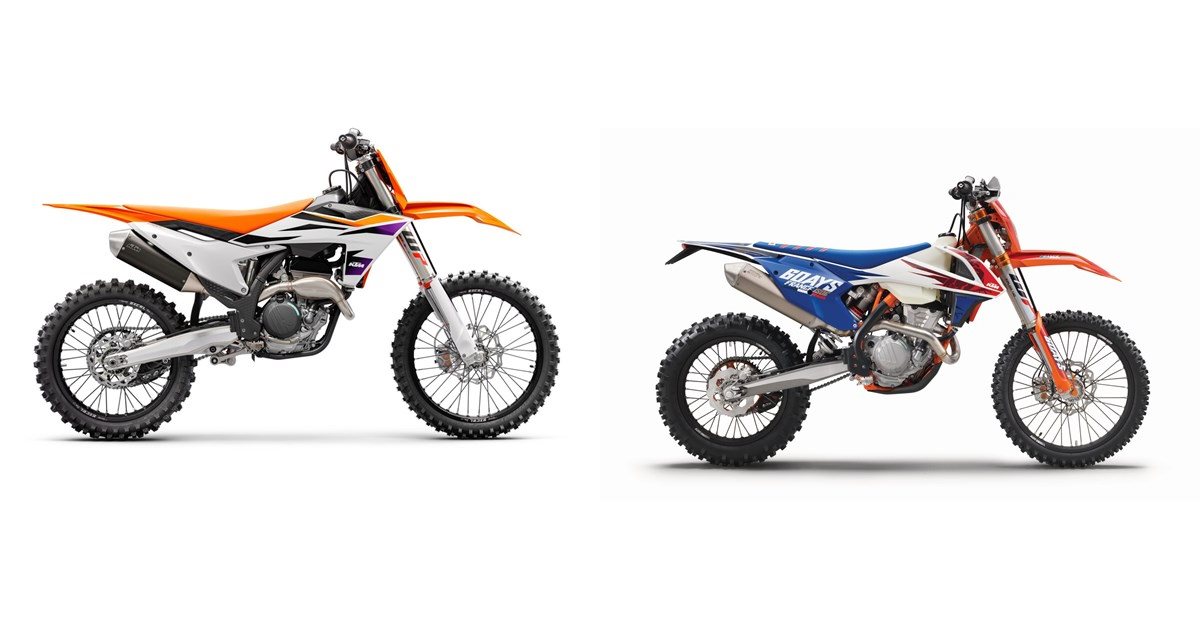 Motorrad Vergleich KTM 250 SX-F 2024 vs. KTM 350 EXC-F SIX DAYS 2018