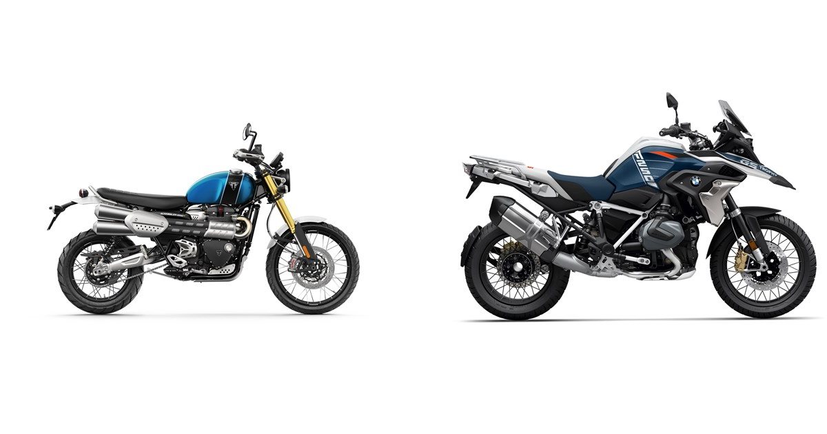 Motorrad Vergleich Triumph Scrambler 1200 XE 2019 vs. BMW R 1250 GS 2023