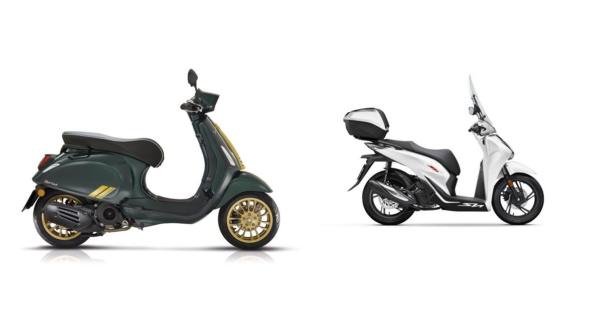 Motorrad Vergleich Vespa Sprint 125 Racing Sixties 2023 vs. Honda SH125i 2022