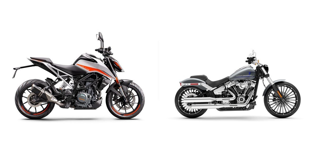 Motorrad Vergleich KTM 390 Duke 2022 vs. Harley-Davidson Softail ...