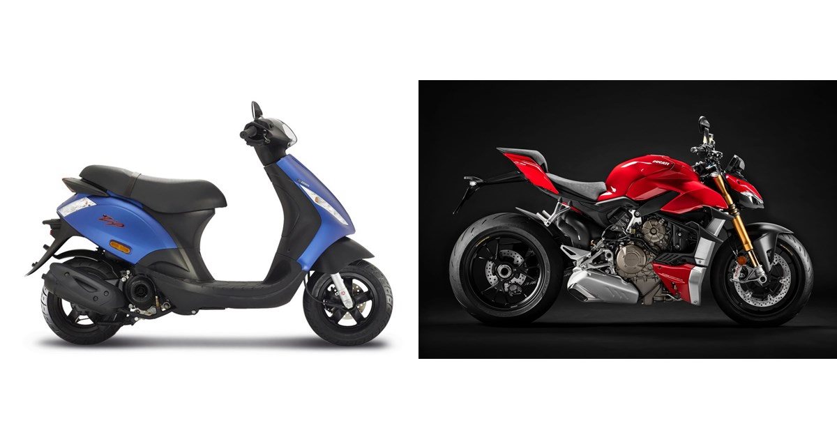 Motorrad Vergleich Piaggio Zip 50 4T E4 2020 vs. Ducati Streetfighter ...