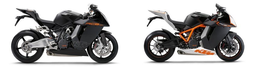 Motorrad Vergleich KTM 1190 RC8 2010 vs. KTM 1190 RC8 R 2009