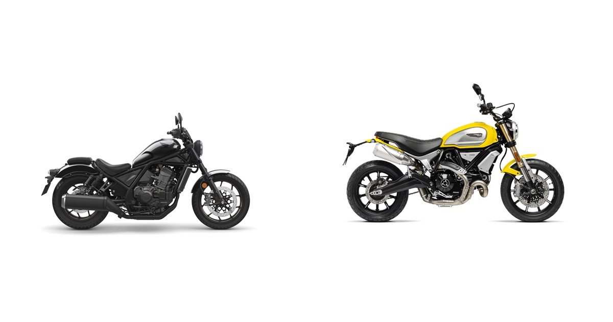 Motorrad Vergleich Honda CMX1100 Rebel 2021 vs. Ducati Scrambler 1100 2018
