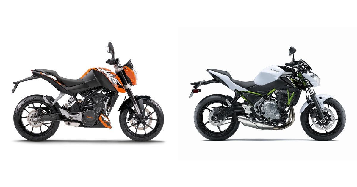 Motorrad Vergleich KTM 125 Duke 2016 vs. Kawasaki Z650 2017