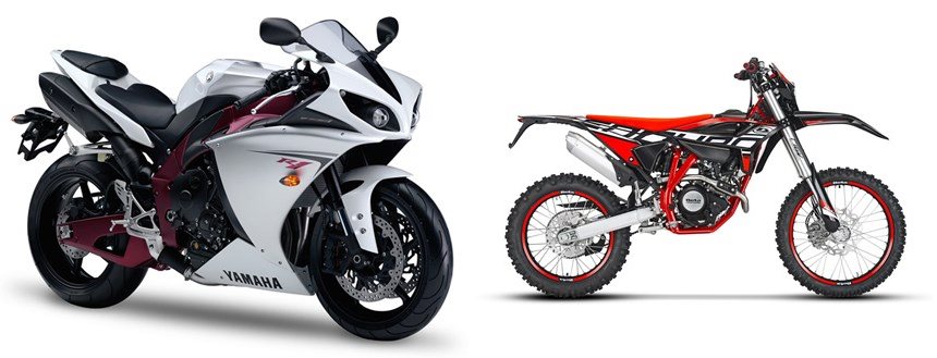 Motorrad Vergleich Yamaha R1 2009 vs. Beta RR 125 4T LC Enduro 2022